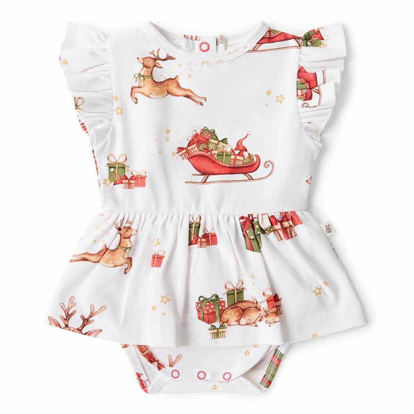 Snuggle Hunny Organic Dress with Frill Reindeer – fivelittleduck