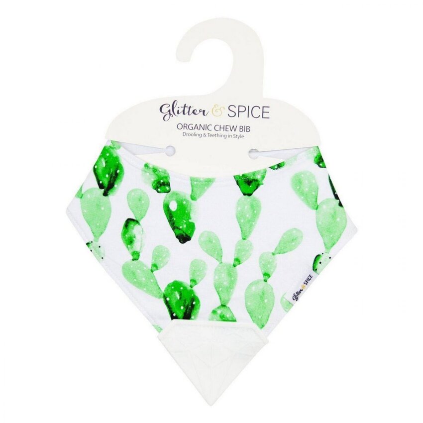 Glitter & Spice Organic Chew Bib Cactus – fivelittleduck